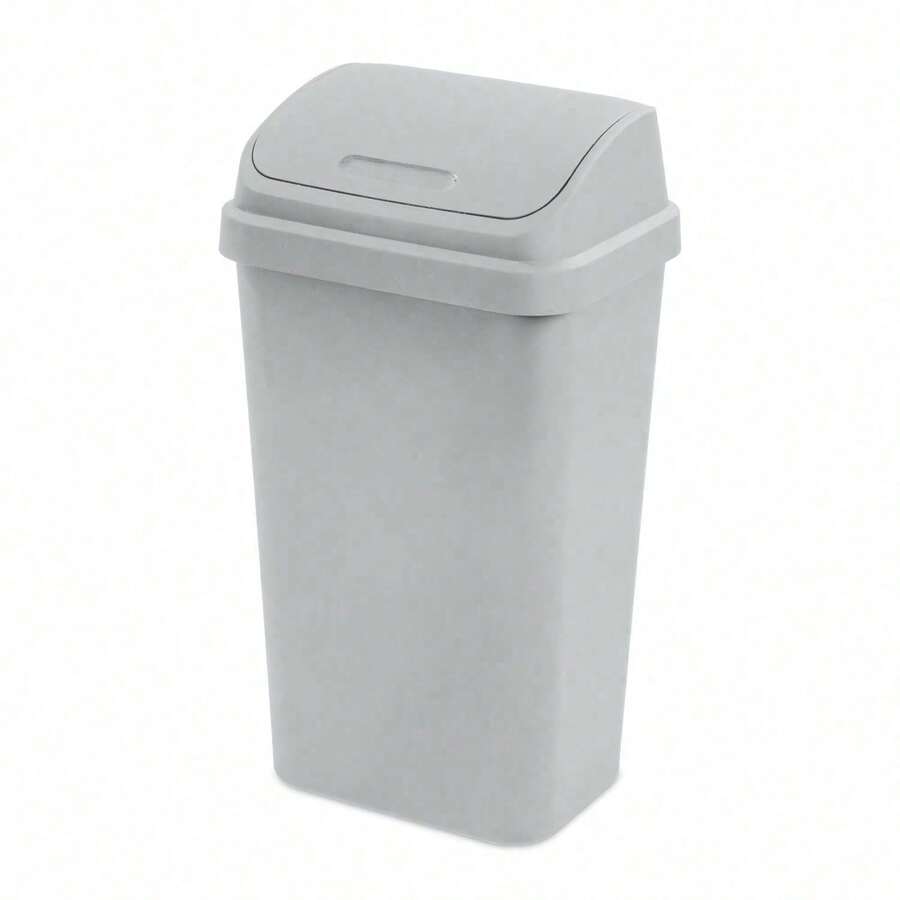 Kitchen Trash Can, 13 Gallon Plastic Garbage Bin With Swing Top Lid ...