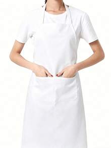 1pc Classic White Apron, Minimalist White Multipurpose Apron ...