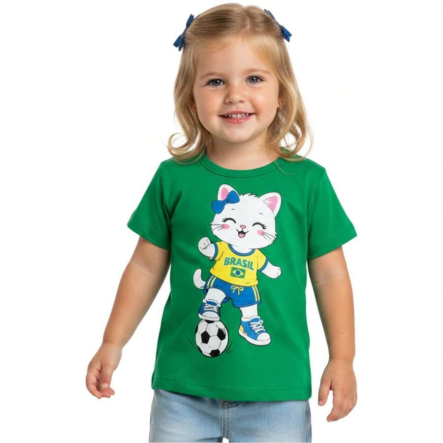 Girls' Brazil World Cup 2026 T-Shirt, Cotton, Brazil National Team ...