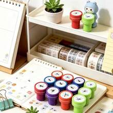 6/12/24/36pcs Cute Mini Cartoon Animal Stamp Set, With Built-In Ink ...