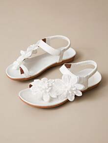 Women's Floral Slide Sandals - Solid Color Synthetic Upper, Open Toe ...