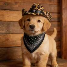 Adjustable Tiger Stripe Denim Hat Suitable For Small Dogs, Soft Western ...