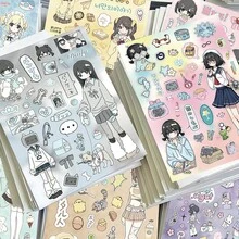 8pcs Spring Girl Wandering Guide Cutting Stickers, Korean Style Cake ...