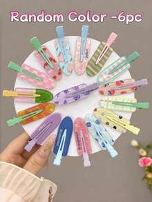 12/6/1pc Set Women Sweet Dopamine Cute Seamless Hair Clips, Multi ...