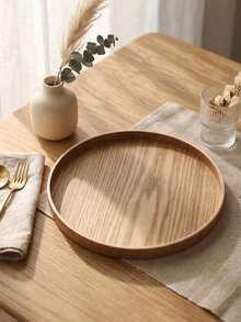 1pc/3pcs Natural Wooden Serving Tray, Round Platter For Snack, Drink ...