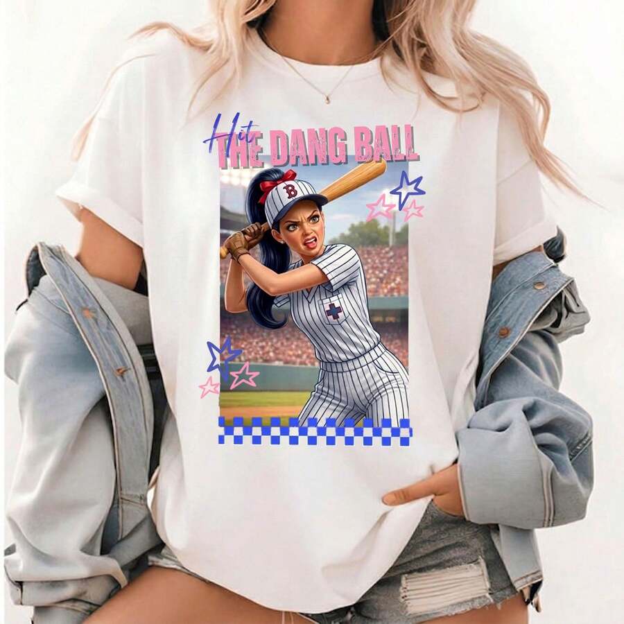 Hit The Dang Ball Baseball Shirt Retro Game Day Season Tee Doll Funny ...