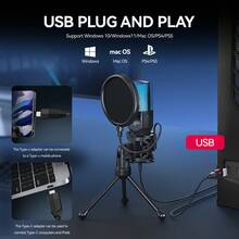RGB USB Capacitive Gaming Microphone USB-C Plug And Play Suitable For ...