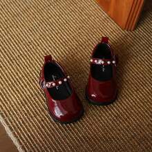 Vintage Patent Leather Girls' Ballet Flats With Pearl Buckle Soft Sole ...