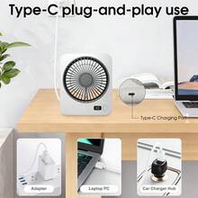 1pc Ultra-Quiet Mini Desktop Fan, High Airflow Portable Wall-Mounted ...