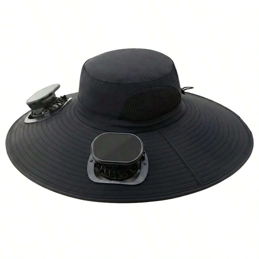 Solar Fan Cap, UV Resistant Outdoor Wide Brimmed Fisherman's Cap, With ...