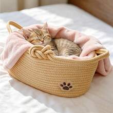Woven Storage Basket Pet Cat Dog Toys Basket Desktop Shelf Basket Home ...