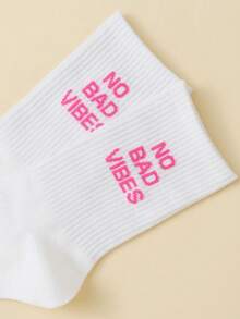 1 Pair Women's Letter Print Solid Color Minimalist Fashion Mid-Calf ...