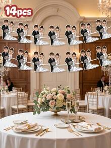 7/14/21 peças Banner Personalizado de Casal de Casamento, Guirlanda com ...