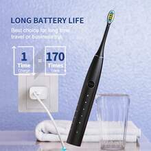 LANDOT แปรงสีฟันไฟฟ้าโซนิค 5 โหมด ชาร์จไฟได้ กันน้ำ IPX7 มีตัวจับเวลา ...