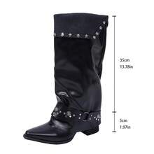 Black Tall Boots | Metal Buckle Detail Design European And American ...