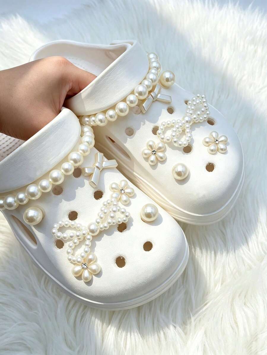 14pcs Versatile Pearl Chain Bow Shoe Clips, Detachable DIY Decorations ...