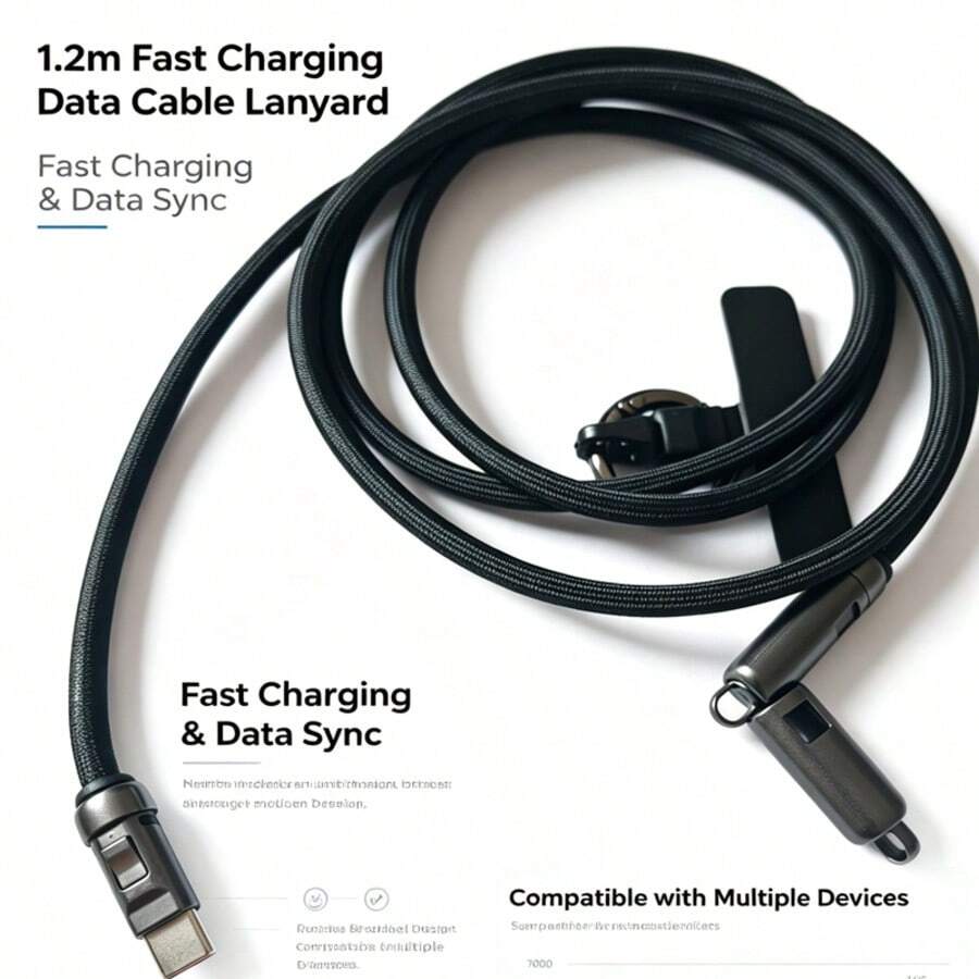 240W Lanyard Fast Charging Data Cable 240W Keychain Charging Cable ...