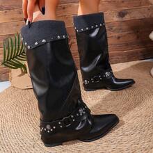 Black Tall Boots | Metal Buckle Detail Design European And American ...