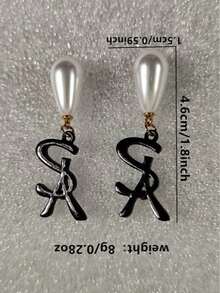 1 Pair Fashion Elegant YS Letter Pearl Earrings, Luxury High-End Niche ...