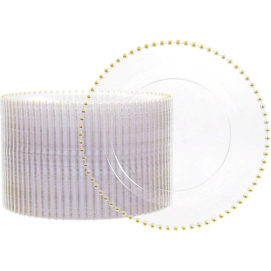 Supernal 100 Pieces Clear Plastic Plates, 10 Inch Elegant Disposable ...