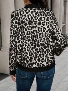 2026 New Women's Lightweight Long Sleeve Zip-Up Casual Leopard Print ...