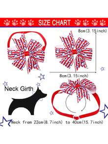 12/30pcs Independence Day Random Ribbon Pet Bow Ties, Assorted Patterns ...