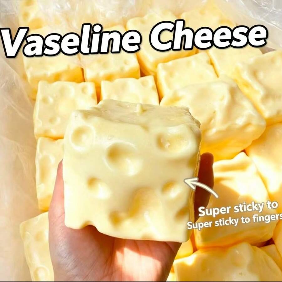 Giant Cheese Cube Stress Ball, Large Cheese Squeezable Squishy Ball ...