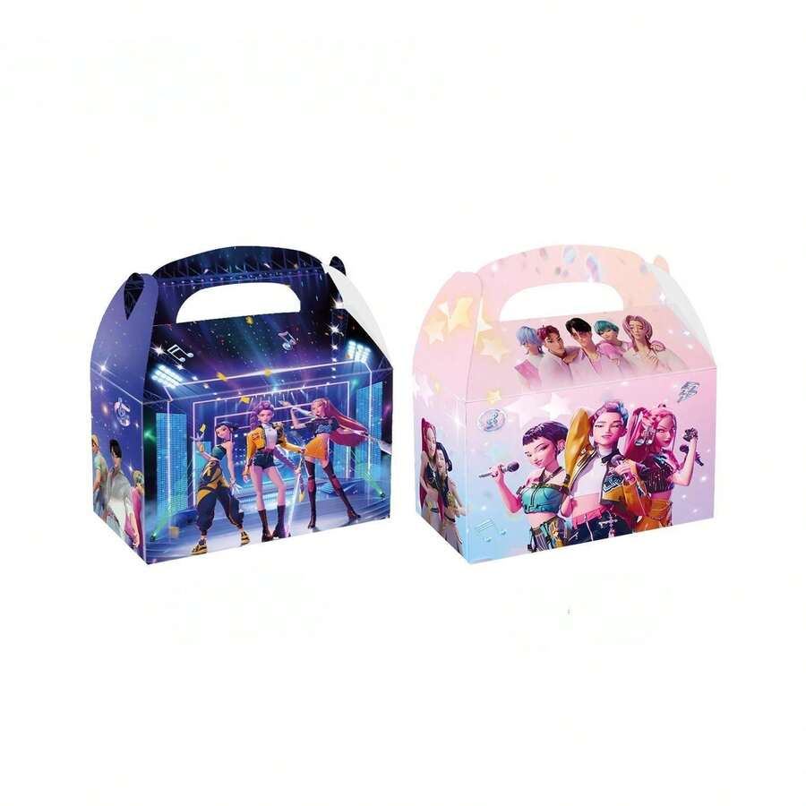 6pcs K Pop Anime Themed Goodie Boxes, Cute Cartoon Character Portable ...