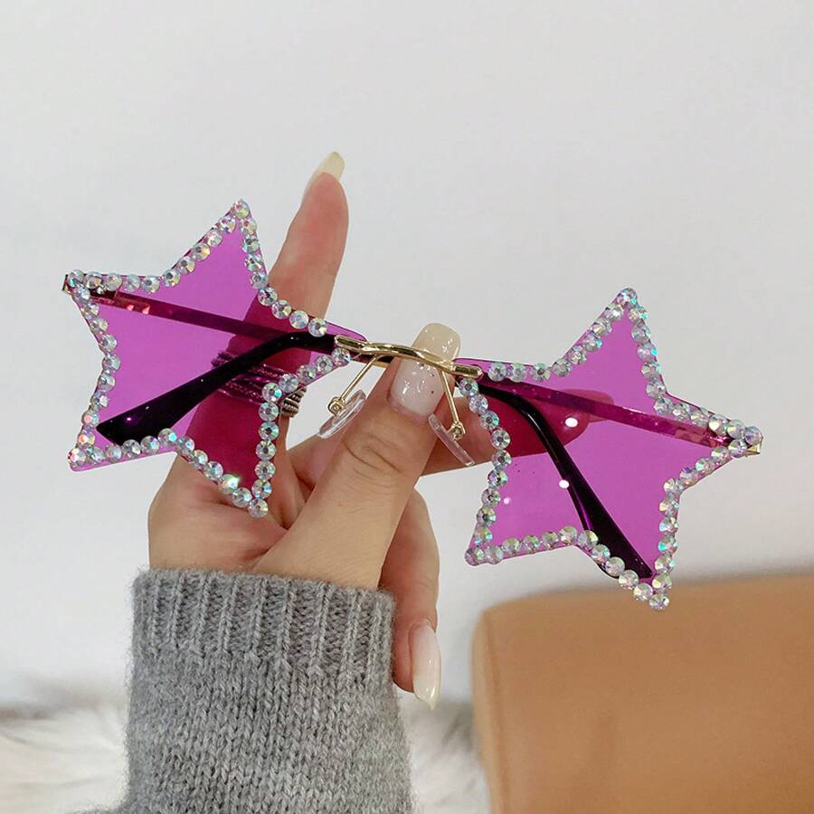 New European And American Fashion Frameless Diamond-Studded Sunglasses ...