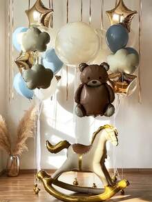 41/47/37/14/9/1 Pcs Wooden Horse & Dolphin Balloon Set, Includes Wooden ...