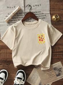 Toddler Girls Checkerboard Strawberry Back Print T-Shirt, Summer Beach ...