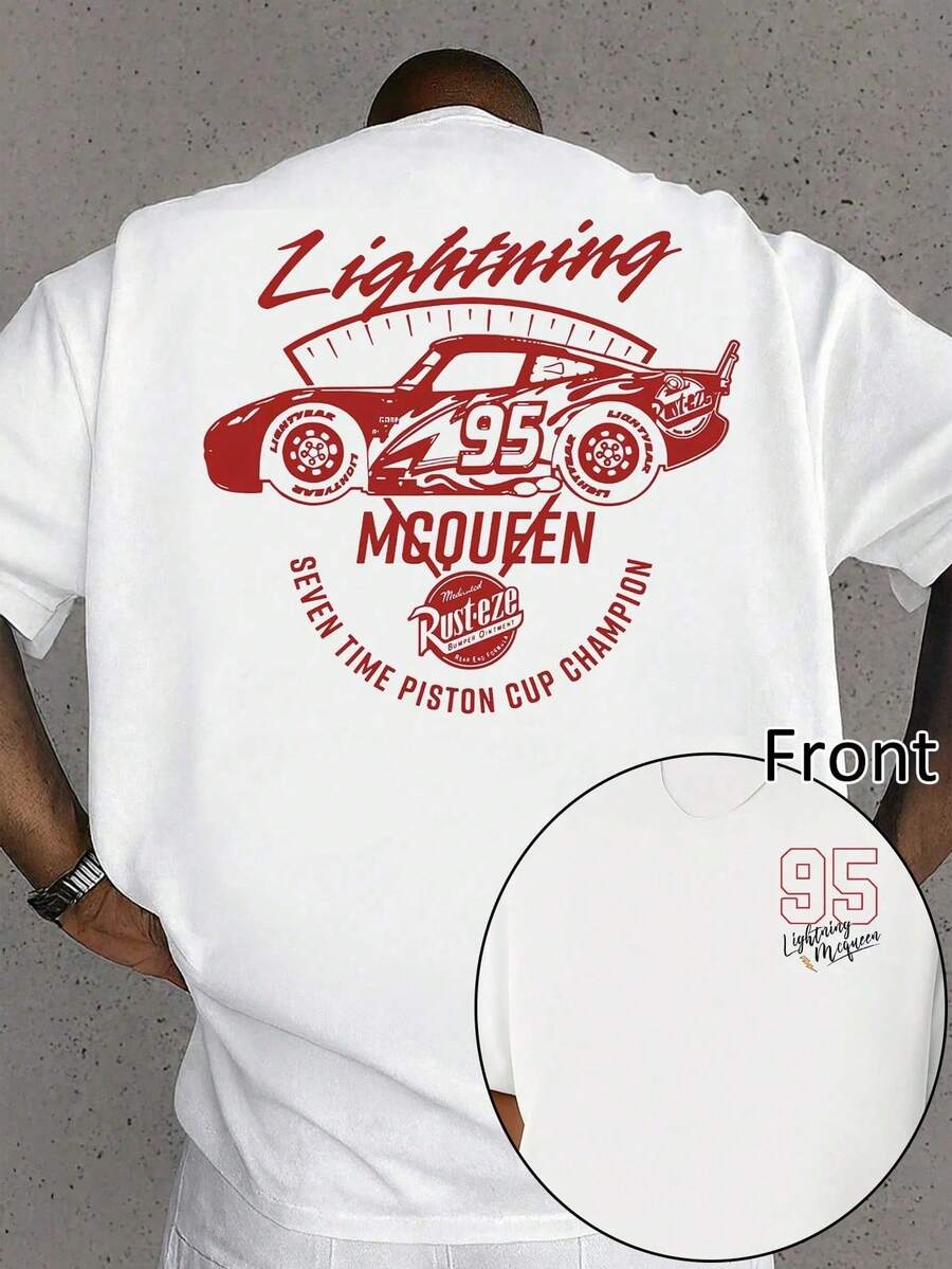 Disney Officially Authorized Retro 95 Lightning Pattern T-Shirt, Car T ...