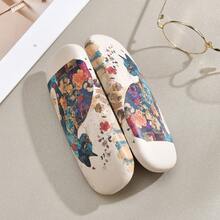 1pc Vintage Cat & Flower Pattern Eyeglasses Case, Portable & Durable ...