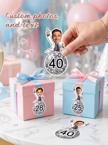 12/24/48pcs Custom Photo And Text Disco Ball Birthday Stickers ...