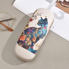 1pc Vintage Cat & Flower Pattern Eyeglasses Case, Portable & Durable ...