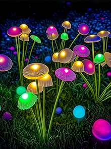 Solar Powered 6/8/10 LED Jellyfish Mushroom Lights, Solar Powered ...