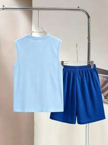 2pcs Tween Boy Sleeveless Round-Neck Top With Coconut Tree And Some ...