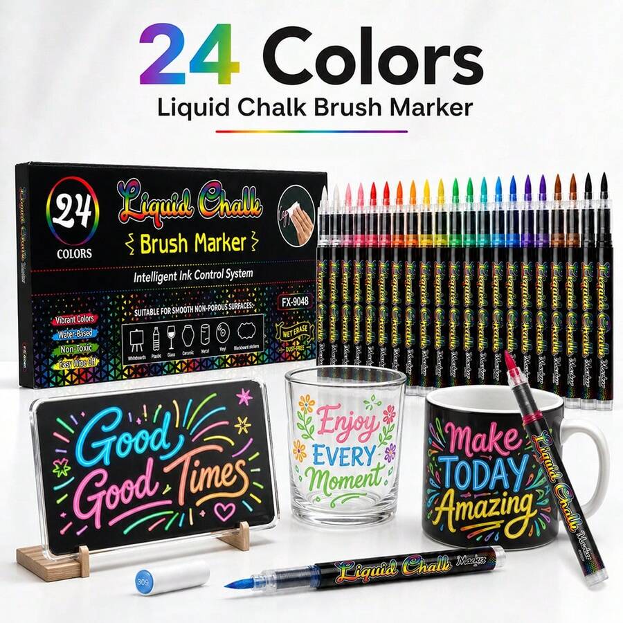 8/12/24 Colors Erasable Liquid Chalk Marker Pens, Soft Fluorescent ...