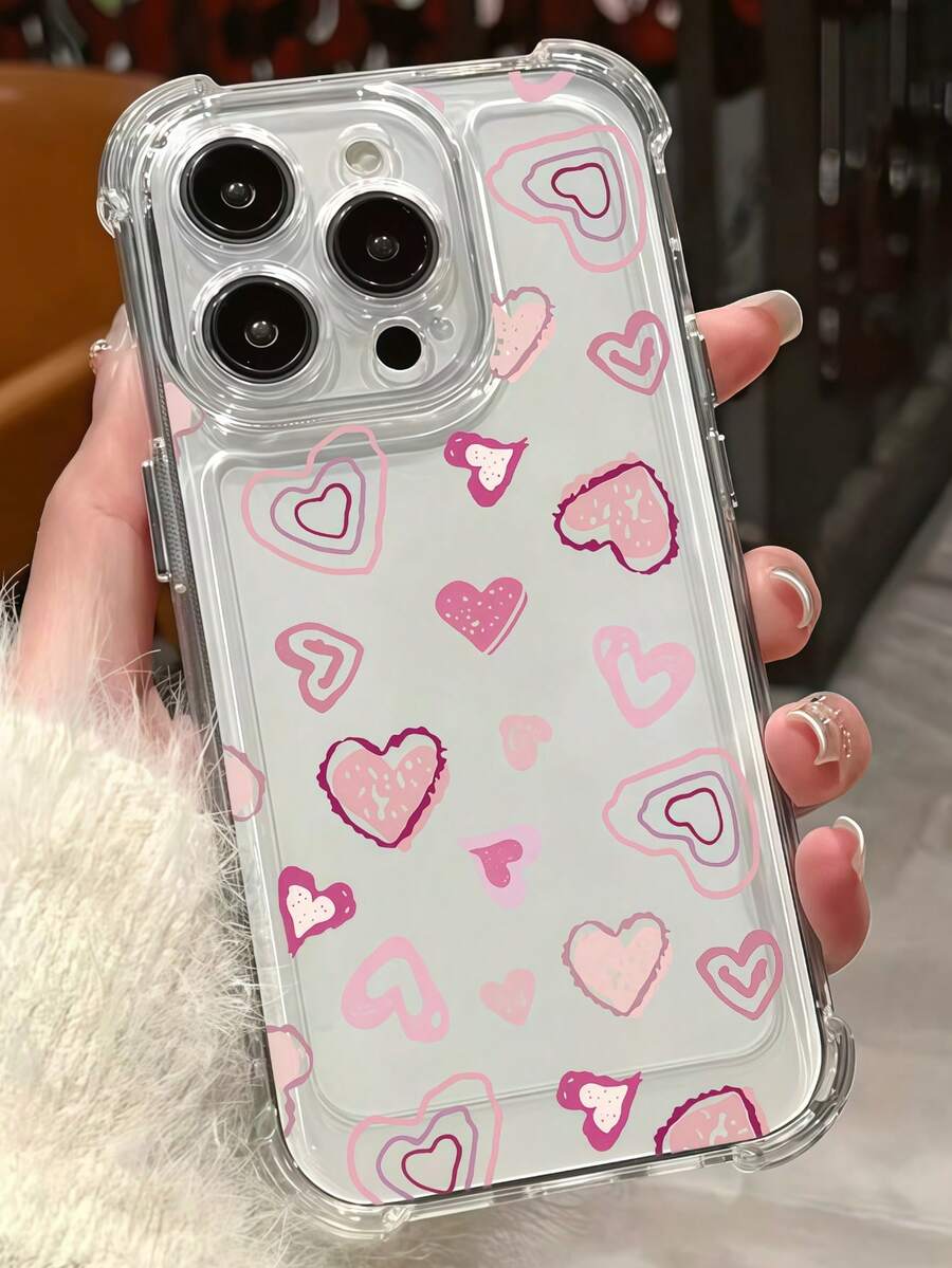 Heart 1pc Creative Multi-Shape Transparent Air Cushion Anti-Drop Phone ...