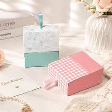 12pcs Mini Pink & Green Gift Boxes, Summer Floral & Plaid Print Candy ...
