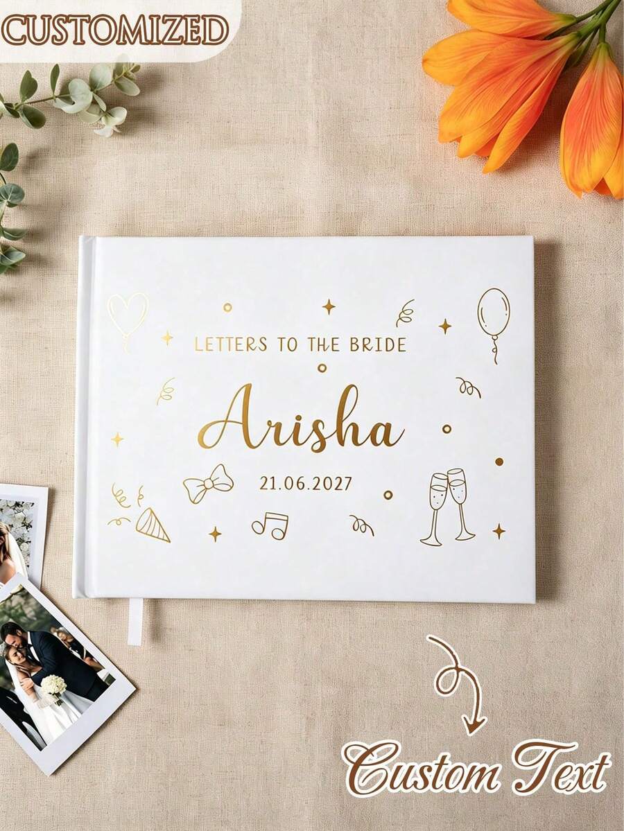 Personalized Wedding Guest Signature Book, Customizable With Letter ...