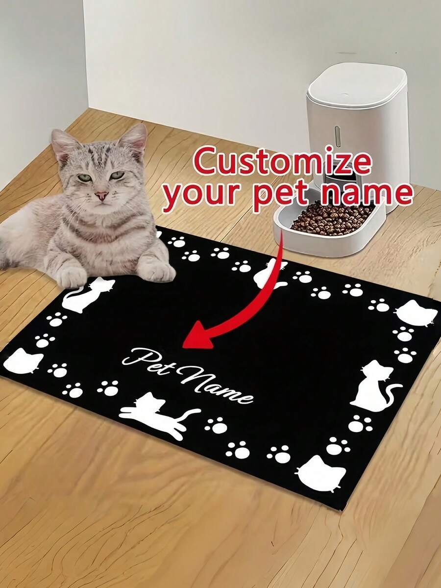 1pc Customized Pet Feeding Mat - Quick Dry Absorbent Non-Slip Dog Bowl ...