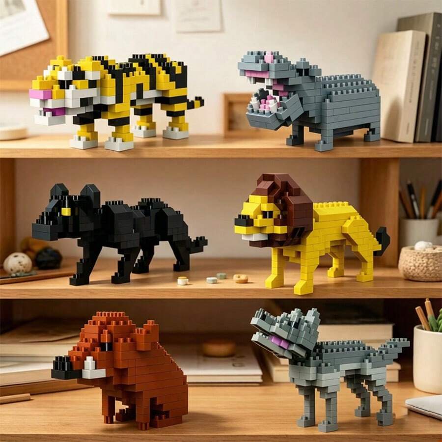 Série de Animais da Floresta Fera Feroz Leão/Lobo/Tigre/Elefante/Javali ...