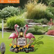 2D Flat, Vibrant Pink Flamingo Welcome Sign - 2D Flat Acrylic Outdoor ...