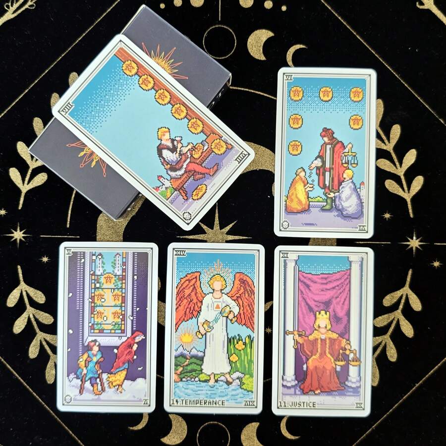 Pixel Tarot Cards, Portable Mini Deck, Christmas Birthday Party Game ...