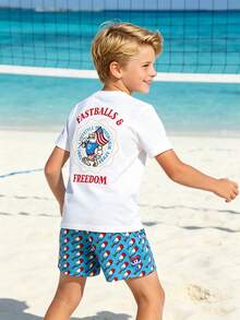 2 Piece Boy Clothes Set, 1 Piece Boys Shorts & 1 Piece Graphic Shirts ...
