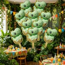 10pcs 16-Inch Mini Green Dinosaur Foil Balloons, Suitable For Birthday ...