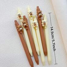 6/10pcs Milk Coffee Bear Neutral Pens, Cartoon Bear Design Neutral Pens ...