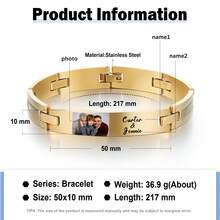 1pc Personalized Photo Bracelet For Men / Customized Engraved Stainless ...