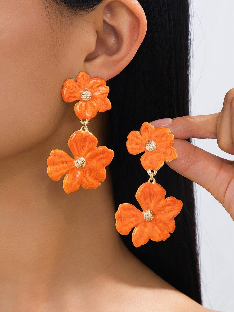 1 Pair Lightweight Luxury Elegant Summer Beach Vacation Vibrant Orange ...